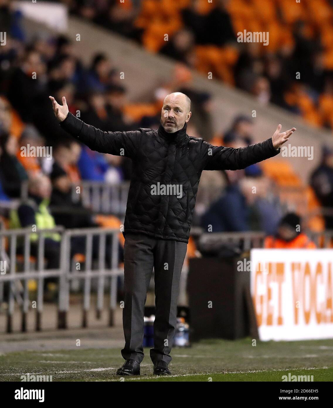 Reading manager Gary Bowen during the game against Blackpool Stock ...