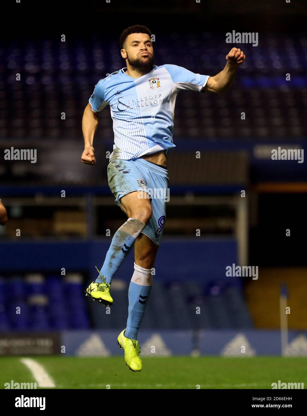 Coventry City's Maxime Biamou celebrates scoring his side's third goal ...