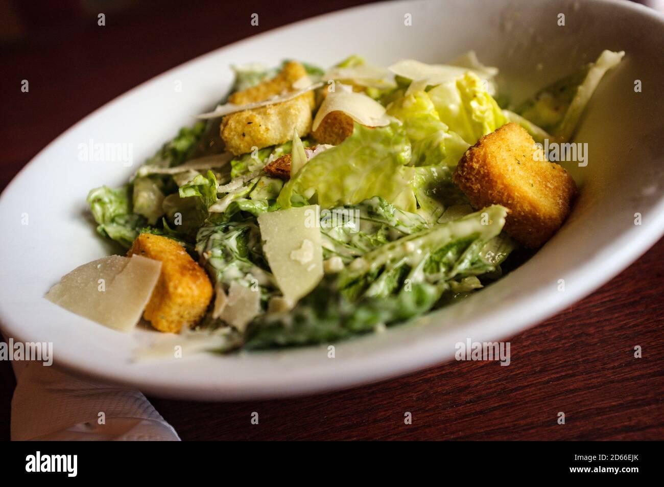 Fresh Caesar salad with croutons and parmesan cheese Stock Photo - Alamy