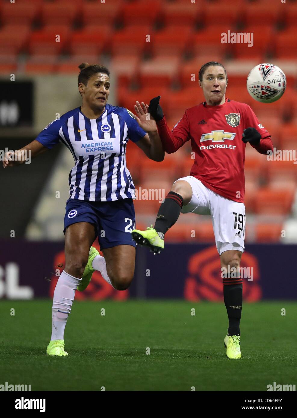Manchester United's Jane Ross controls the ball away from Brighton and ...