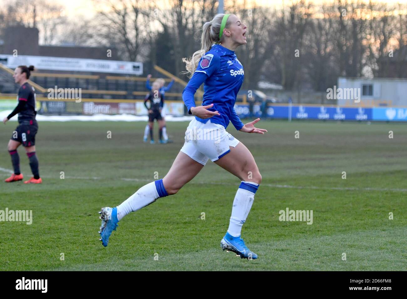 Everton'’s Chloe Kelly celebrates scoring her side's third goal of the ...