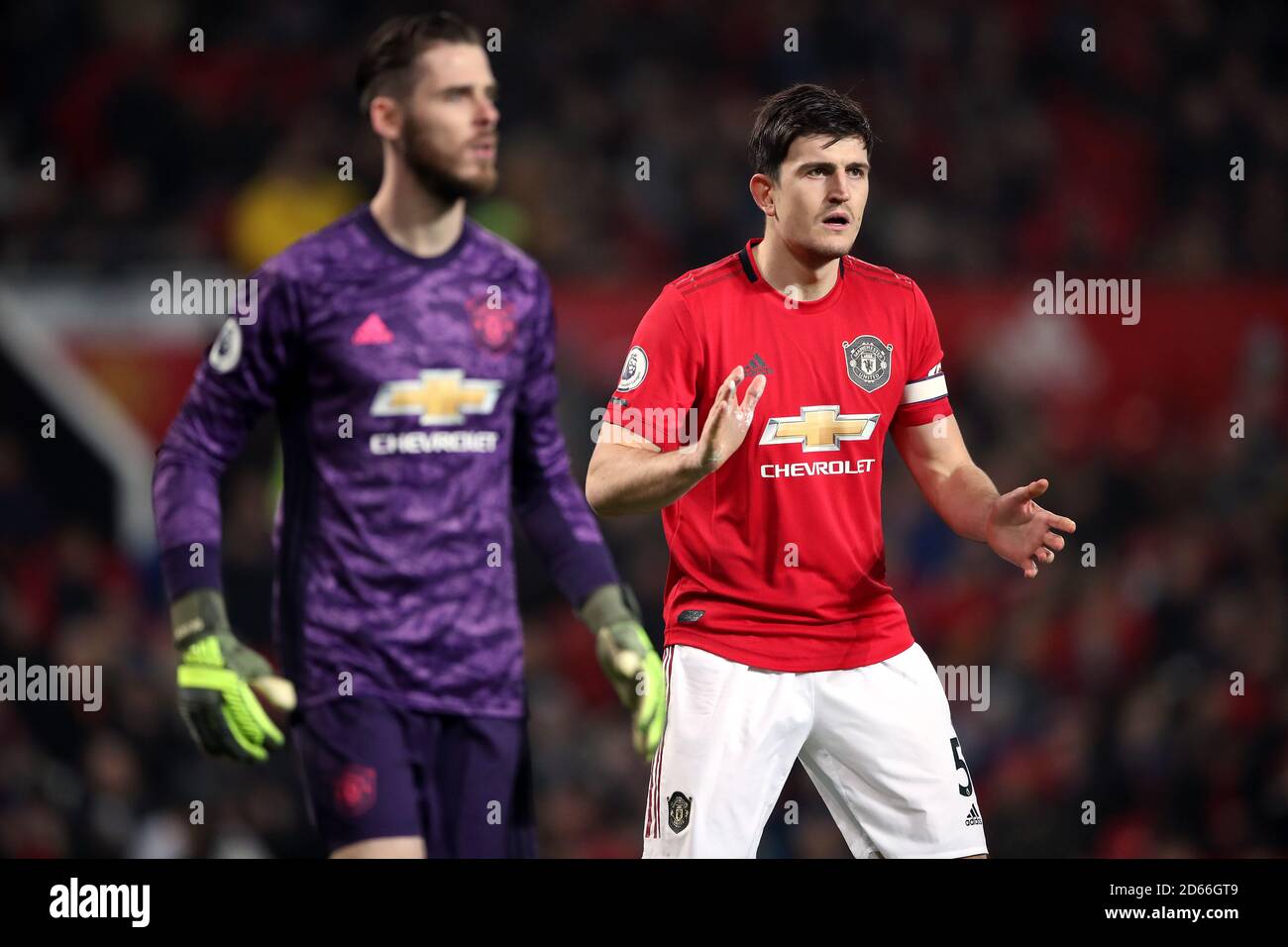 Manchester United's Harry Maguire and goalkeeper David de Gea (left ...