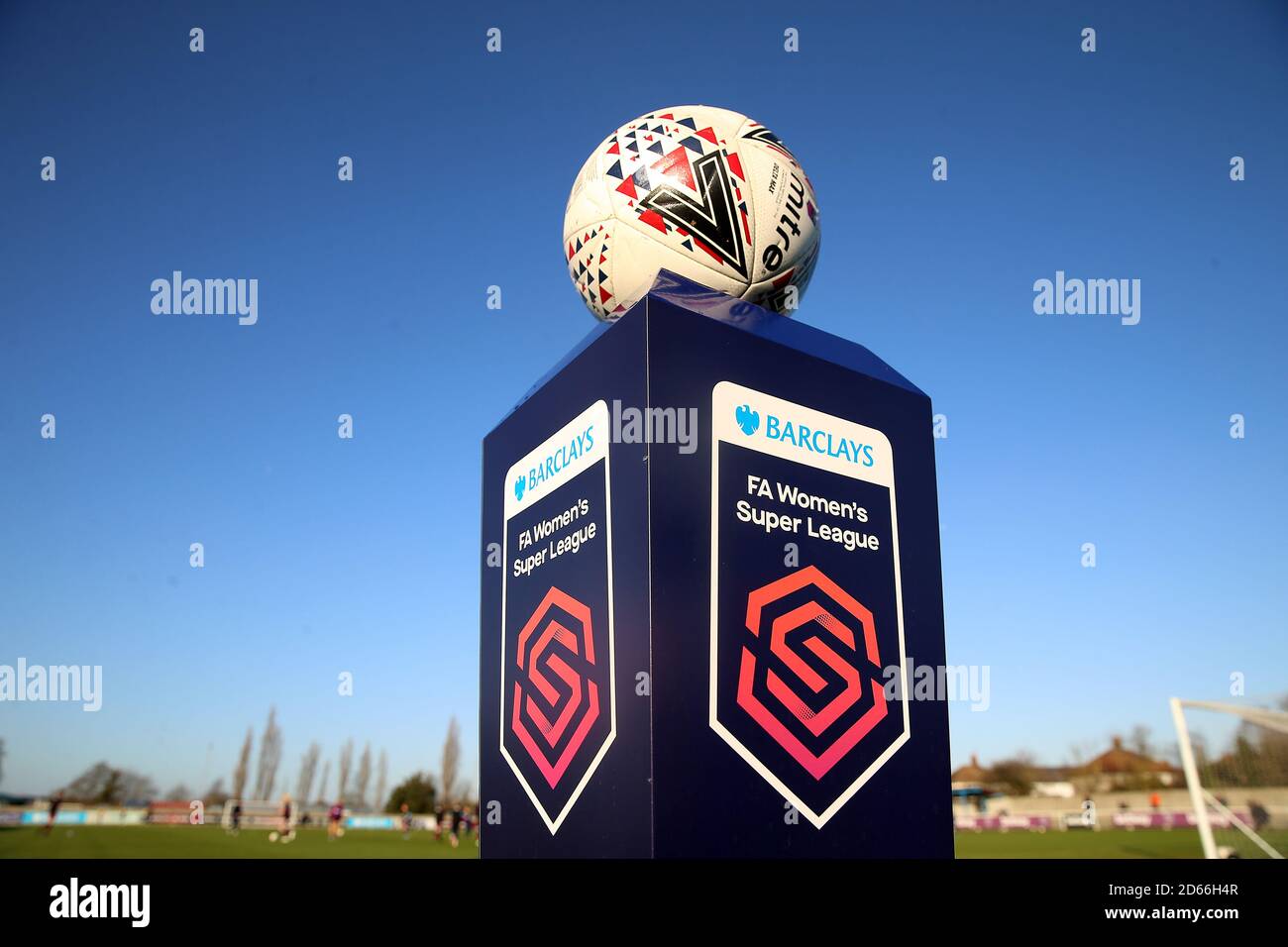 A view of a mitre match ball on a plinth before the game Stock Photo ...