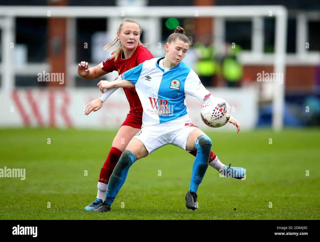 Blackburn Rovers' Lauren Thomas (right) and Liverpool's Jemma Purfield ...