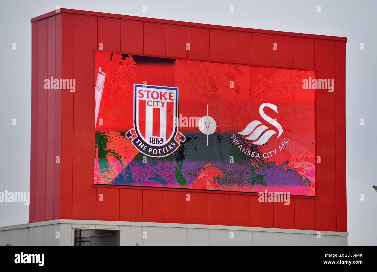 A general view of signage around the stadium prior to the beginning of ...