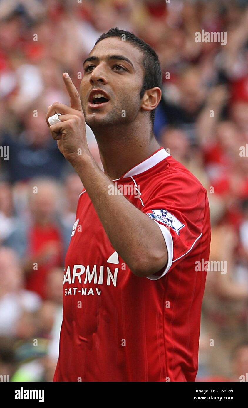 Middlesbrough's Mido taunts the Newcastle United supporters after ...