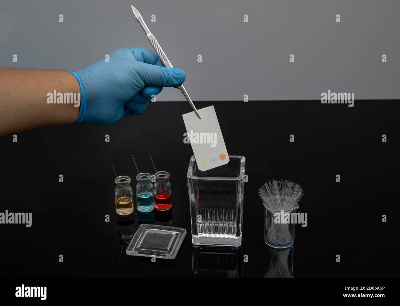 Colorful sample application of thin layer chromatography. The process ...