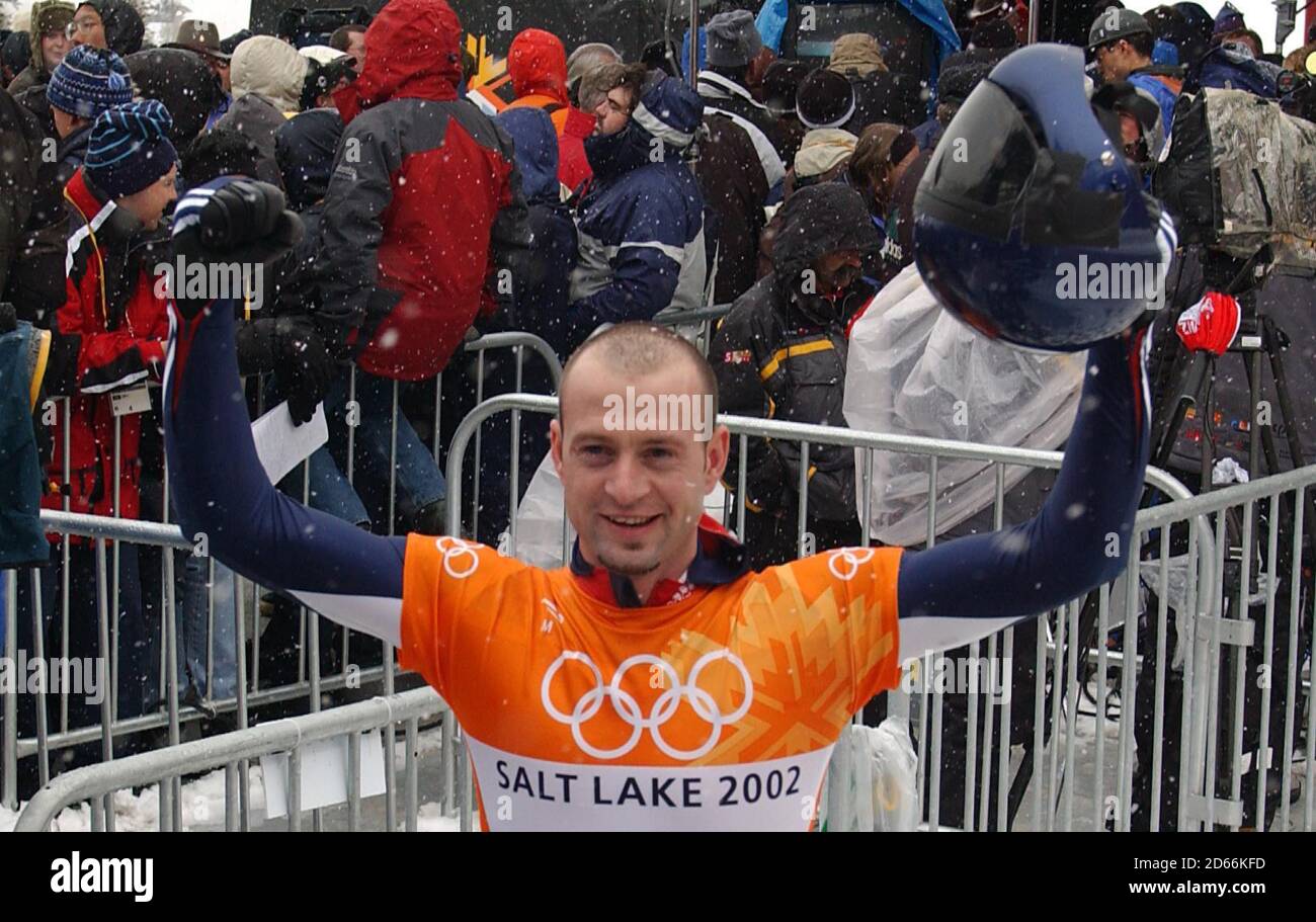 Great Britain's Kristan Bromley celebrate's his 11th placed finish ...