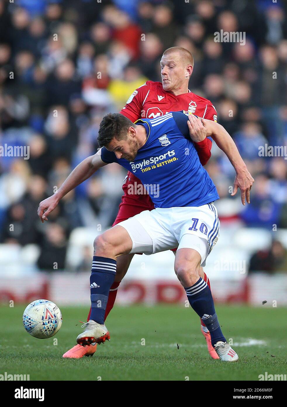 Birmingham City's Lukas Jutkiewicz and Nottingham Forest's Ben Watson ...