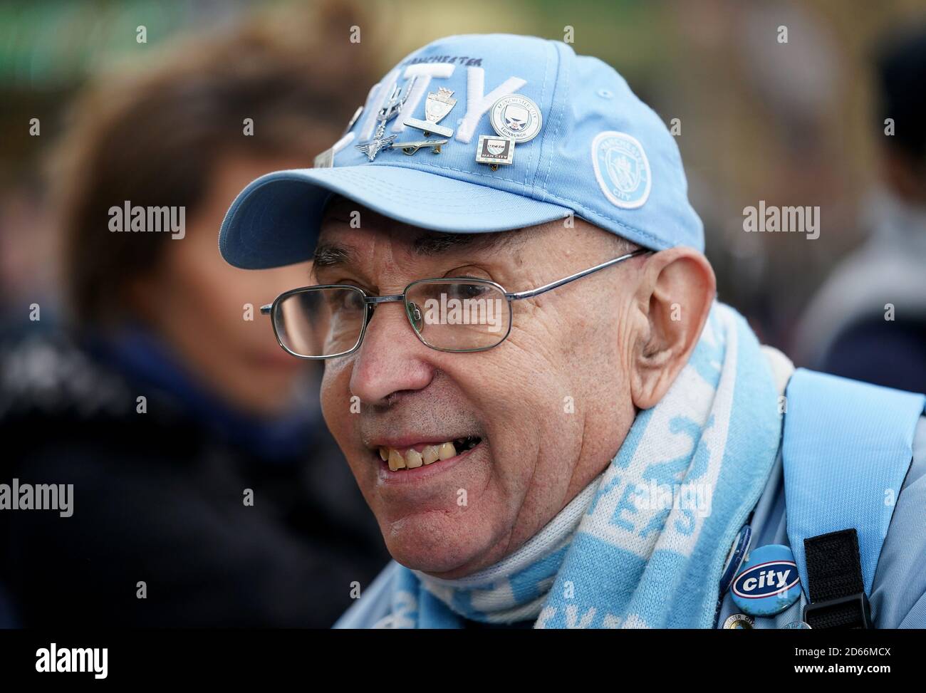 A Manchester City fan before the Premier League match at the Tottenham ...
