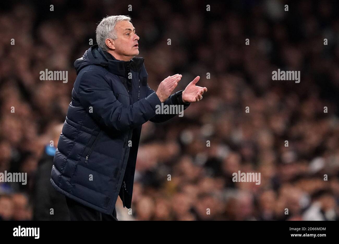 Tottenham Hotspur manager Jose Mourinho on the touchline during the ...