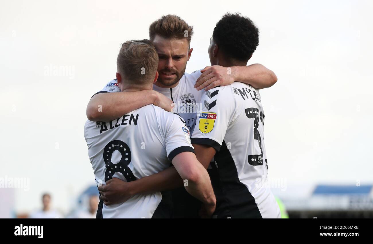 Coventry City's Jamie Allen (left) celebrates with team-mates Matt ...