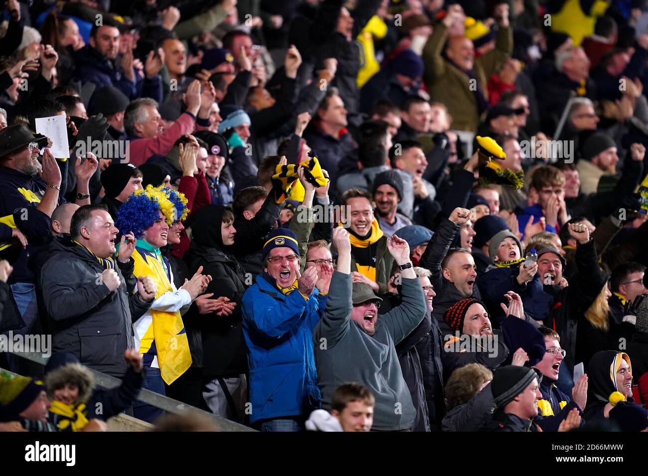 Oxford United fans celebrate their sides second goal of the game Stock ...