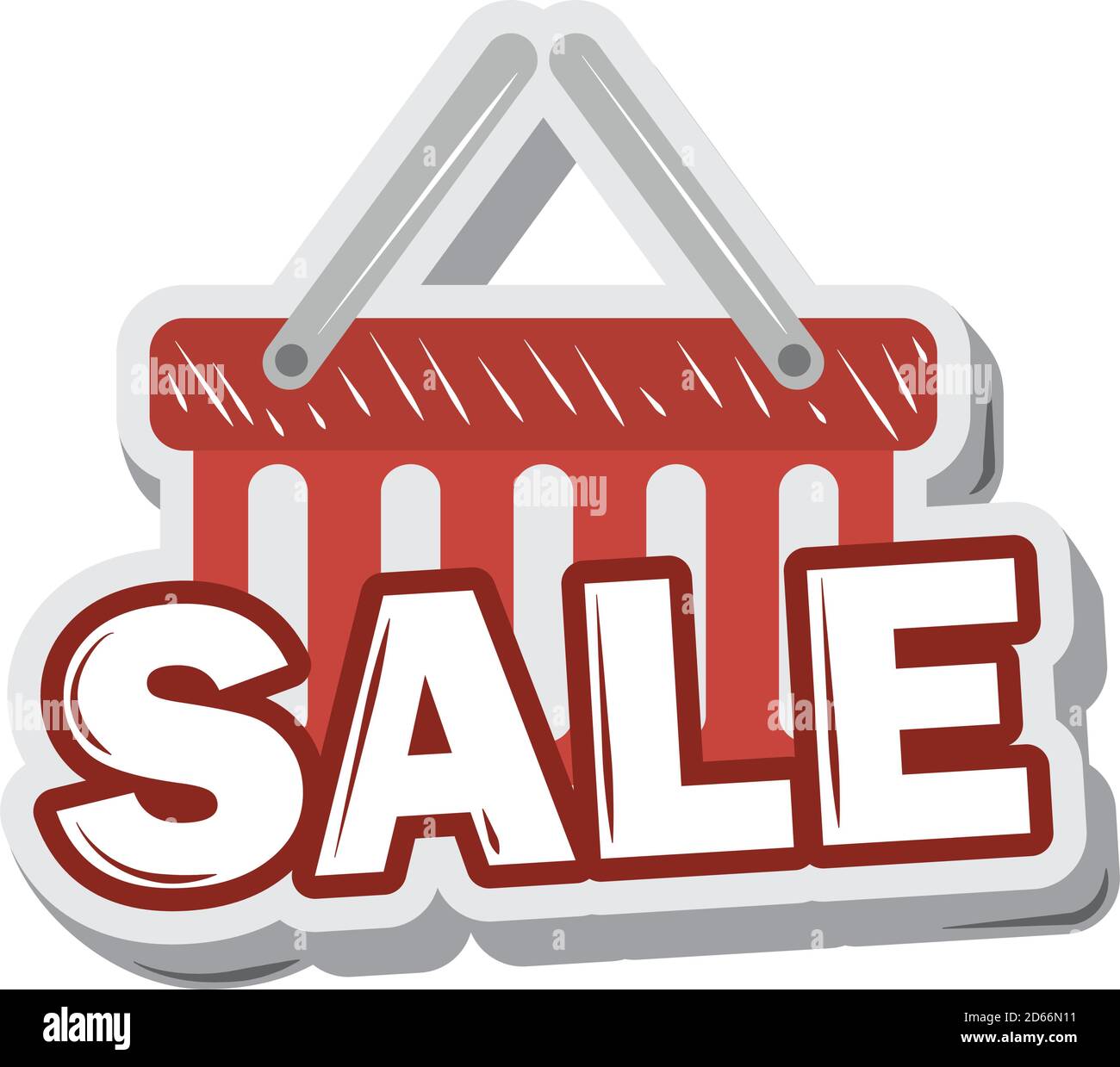 shopping basket sale sticker funny cartoon design vector illustration ...