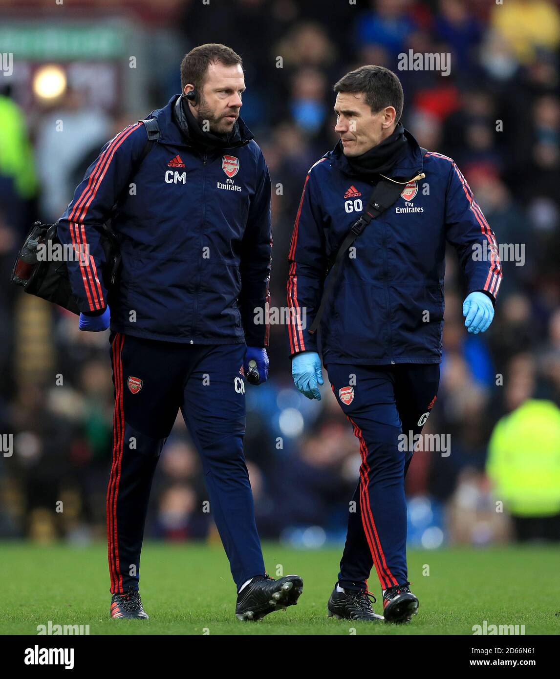 Arsenal physiotherapist Chris Morgan (left) with club doctor Gary O ...