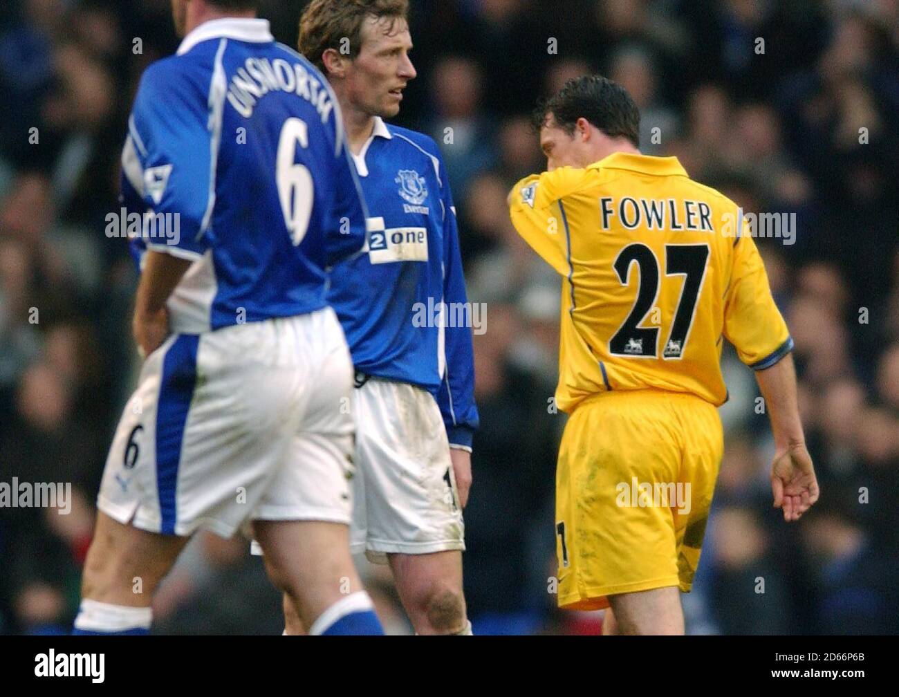 A disgruntled Robbie Fowler the Leeds United forward, playing his first ...