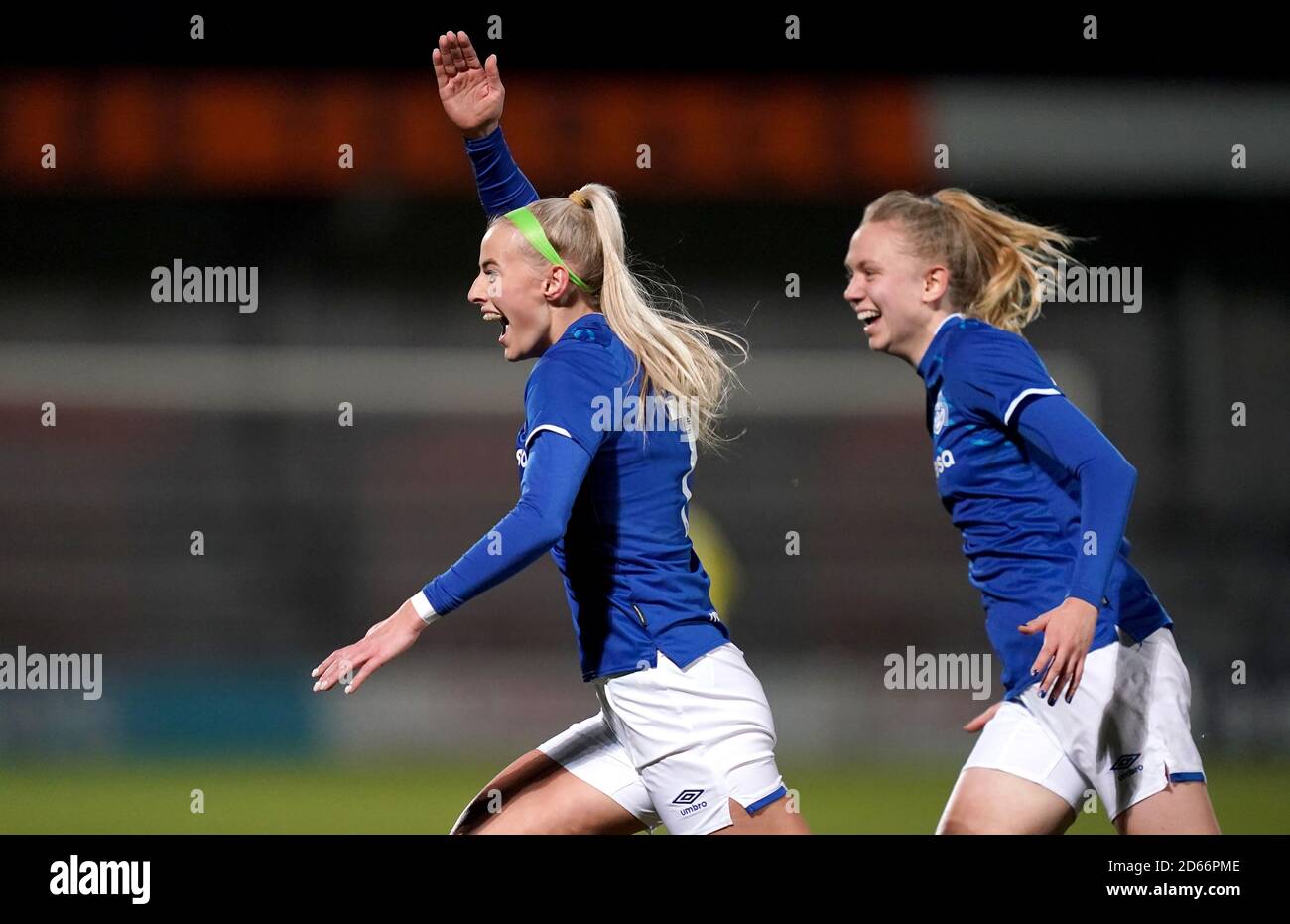 Everton's Chloe Kelly celebrates scoring her side's first goal of the ...