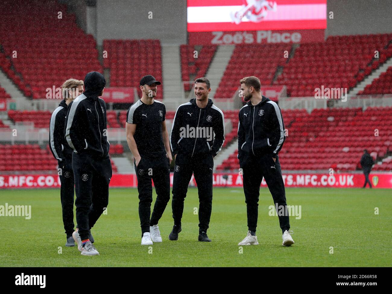 Luton Town players take to the pitch at Middlesbrough's Riverside ...