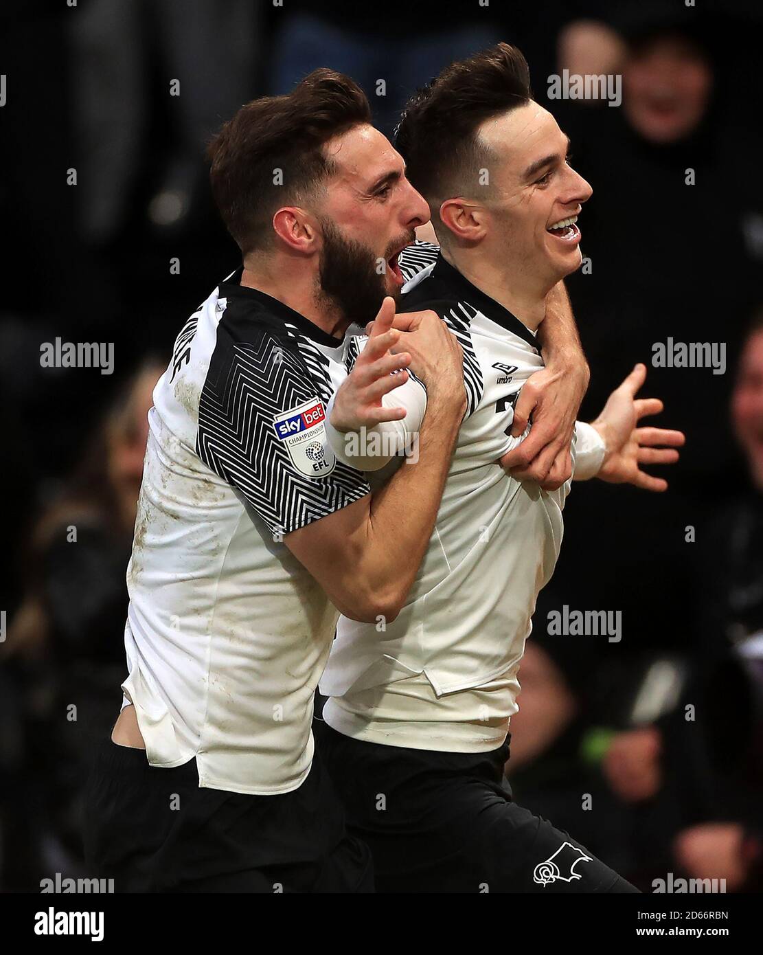 Derby County's Tom Lawrence celebrates scoring their first goal Stock ...