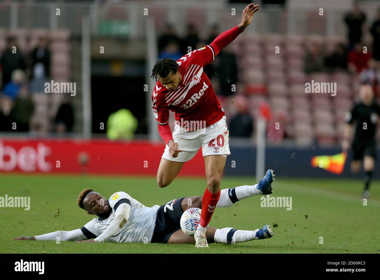 Luton Town's Kazenga LuaLua (left) and Middlesbrough's Lukas Nmecha ...