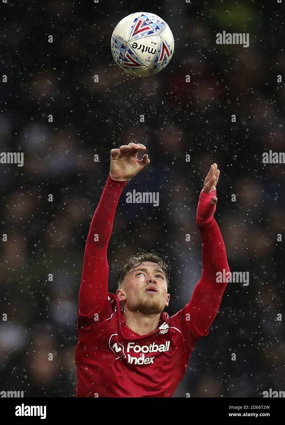 Nottingham Forest's Matty Cash takes a throw in Stock Photo - Alamy
