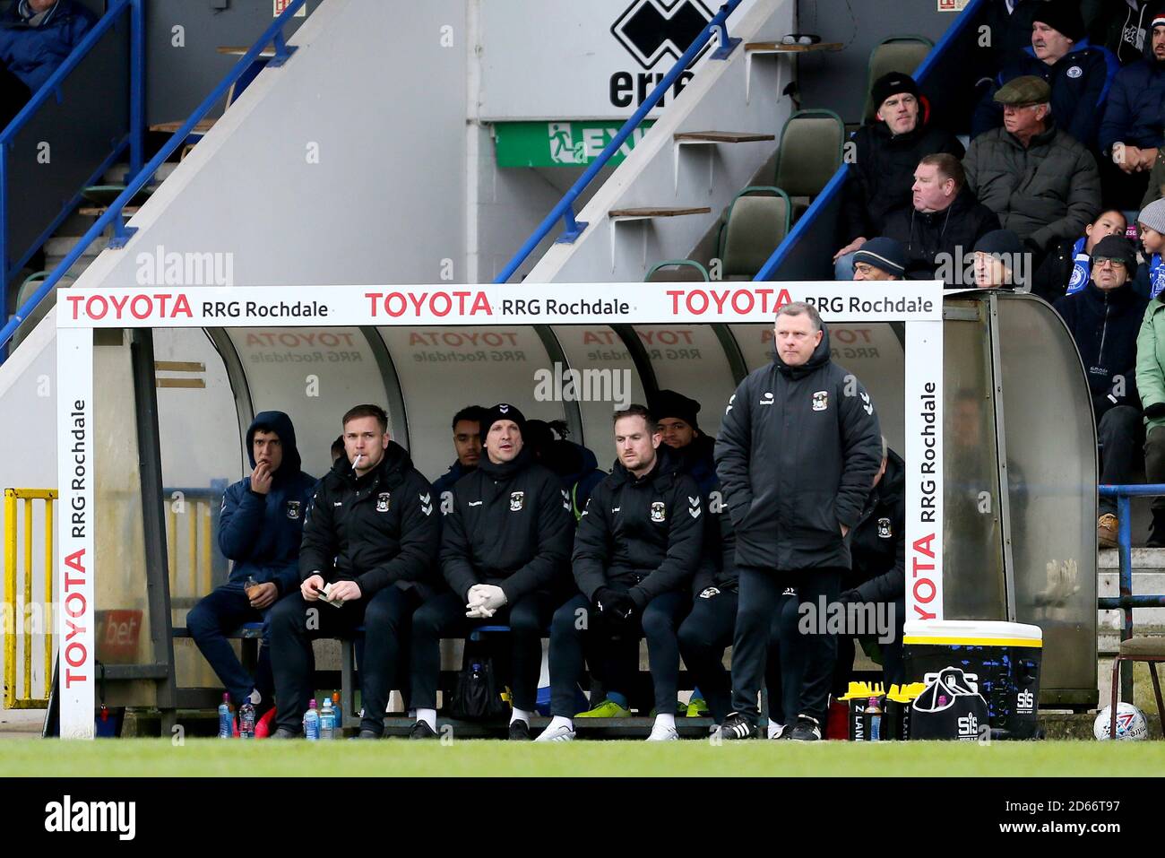 Coventry City manager Mark Robins and his bench Stock Photo - Alamy