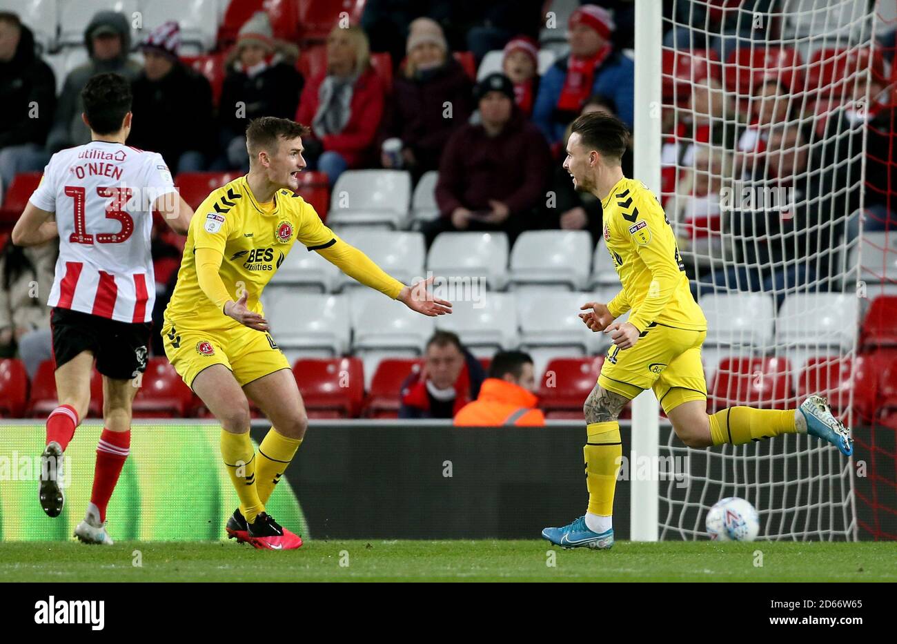 Fleetwood Town's Barrie McKay (right) celebrates his opening goal with ...