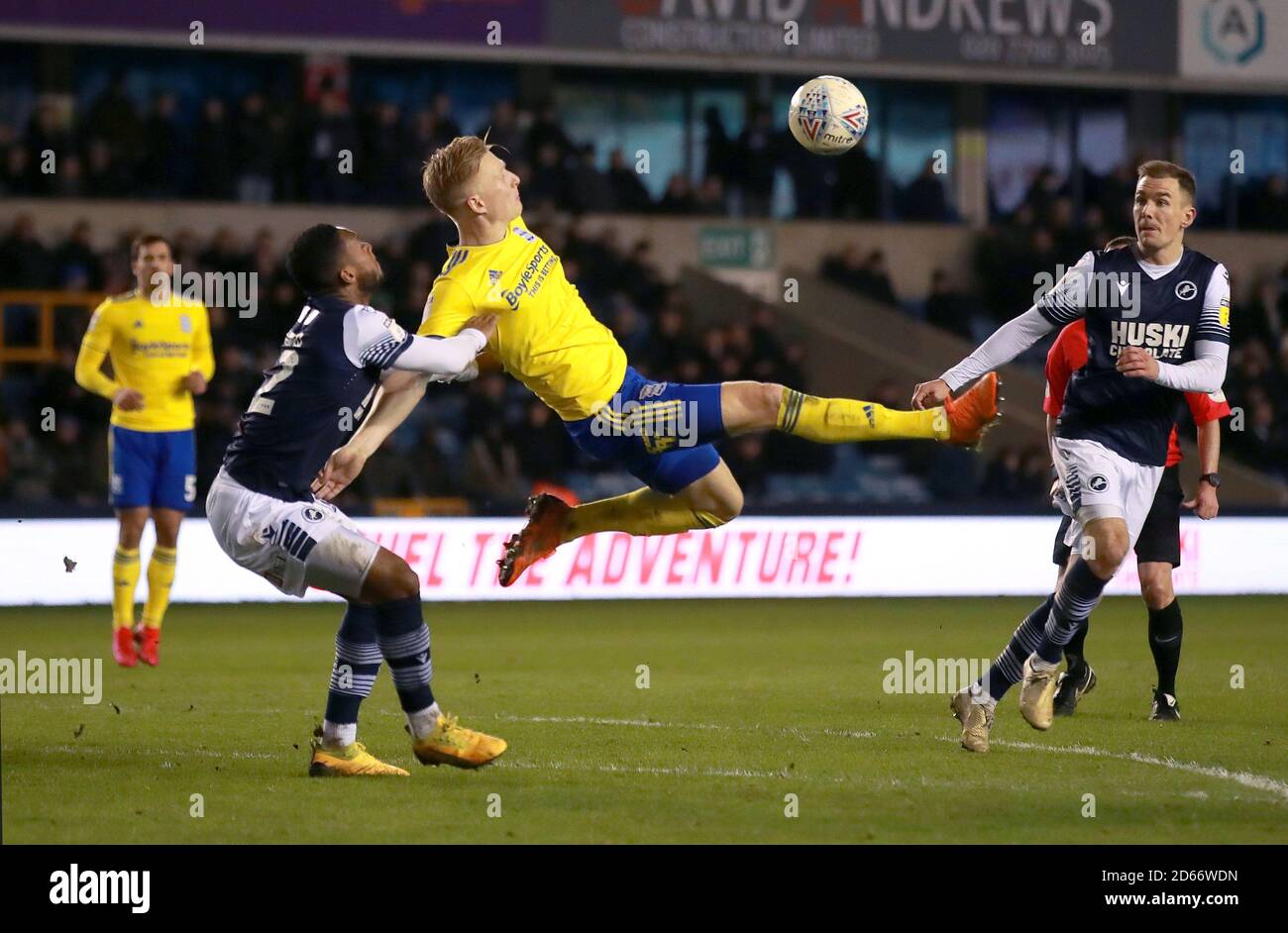 Birmingham City's Kristian Pedersen attempts an overhead kick on goal ...