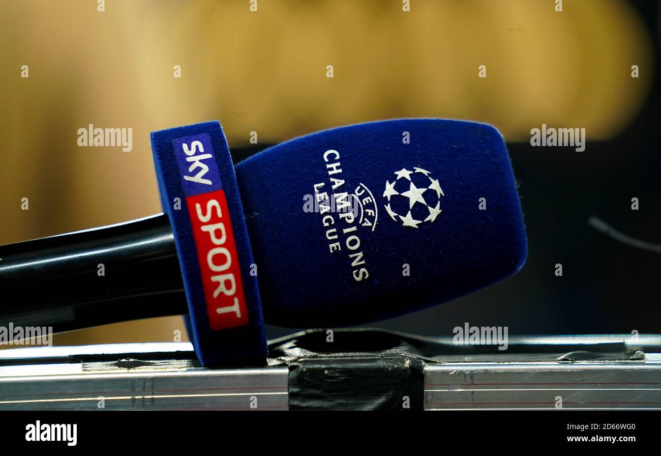 A UEFA Champions league microphone Stock Photo - Alamy