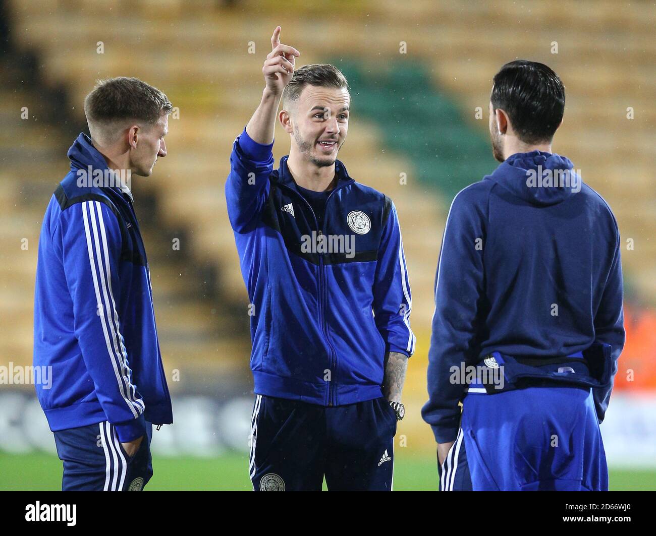Leicester City's James Maddison (centre) with Marc Albrighton (left ...