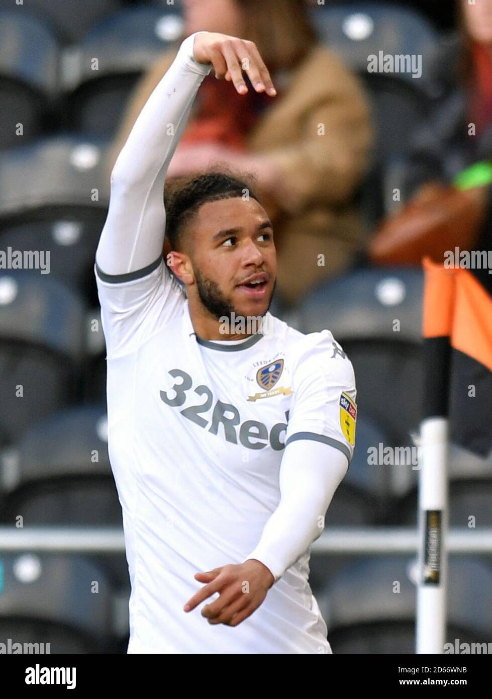 Leeds United's Tyler Roberts celebrates scoring his side's third goal ...