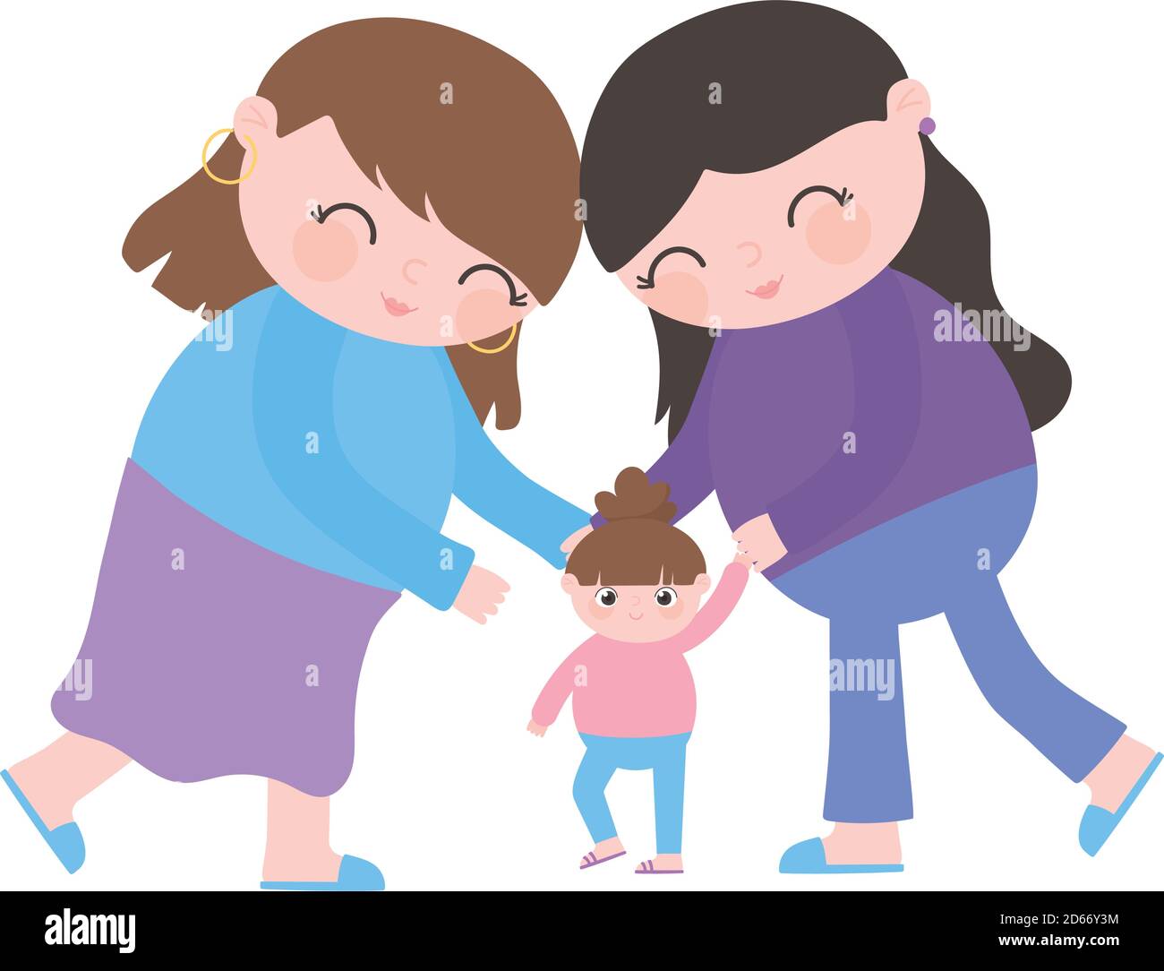 pregnancy and maternity, cute women with little girl cartoon vector ...