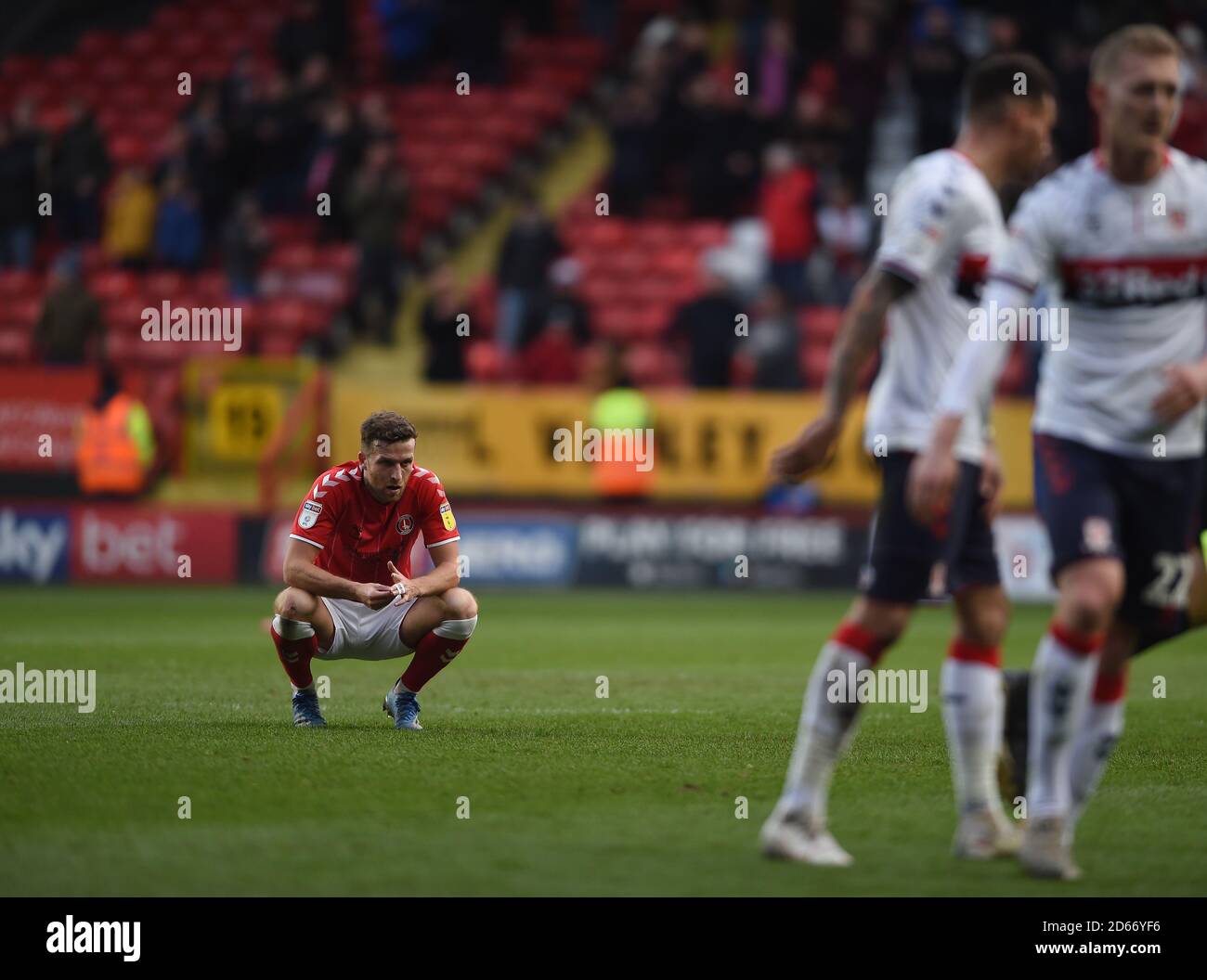 Charlton Athletic's Adam Matthews shows dejection at full time Stock ...
