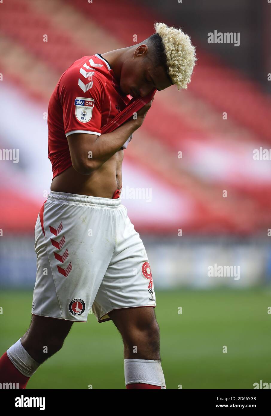 Charlton Athletic's Lyle Taylor shows dejection at full time Stock ...