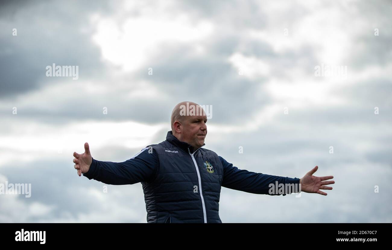 Sutton United manager Matt Gray gestures on the touchline Stock Photo ...