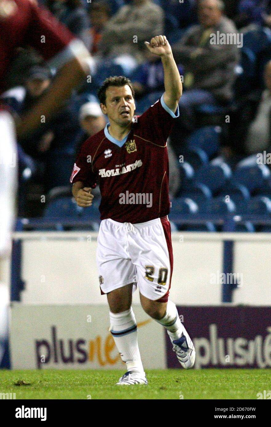 Burnley's Robbie Blake celebrates to the traveling fans Stock Photo - Alamy