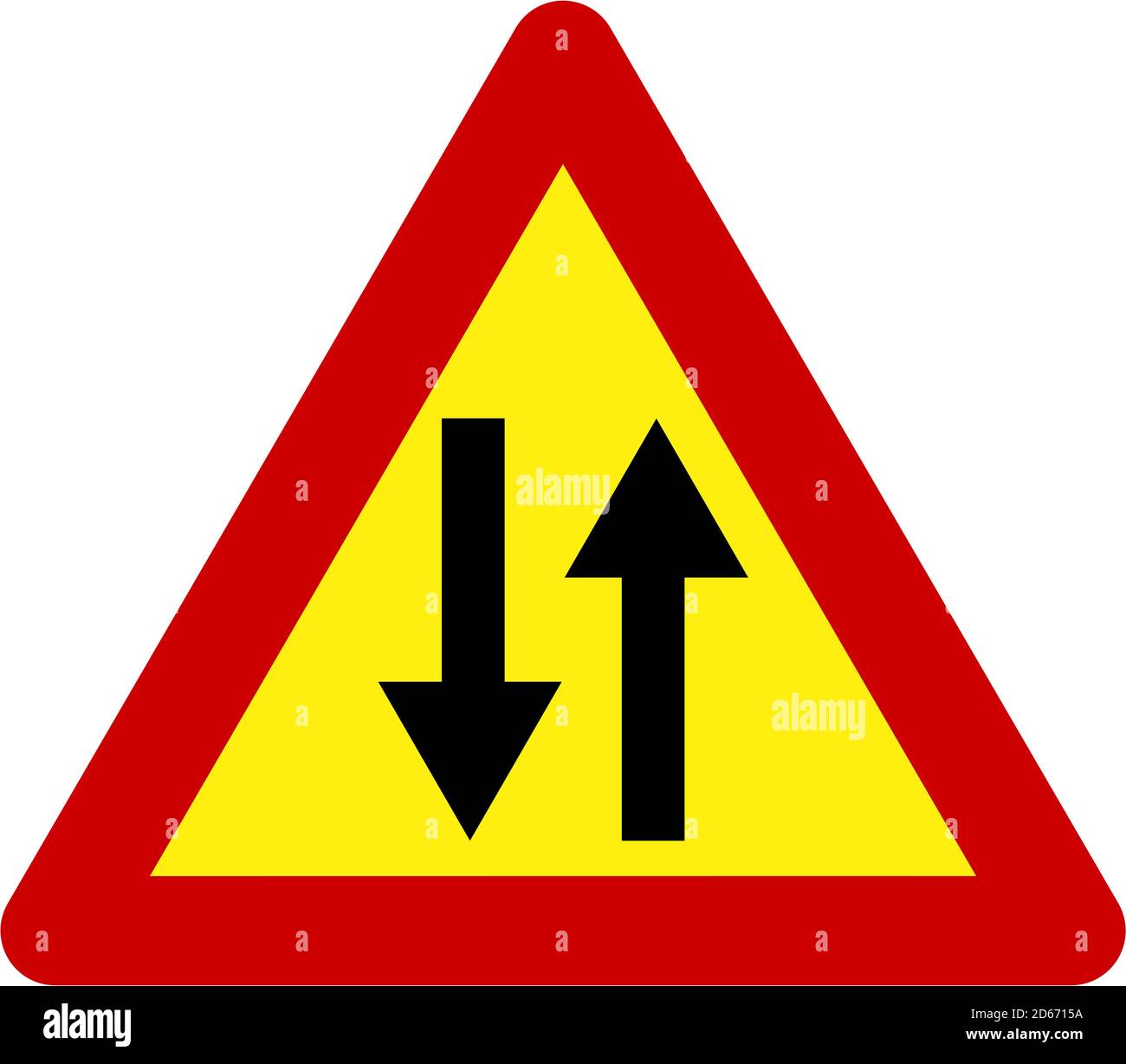Warning sign with two way symbol Stock Photo - Alamy