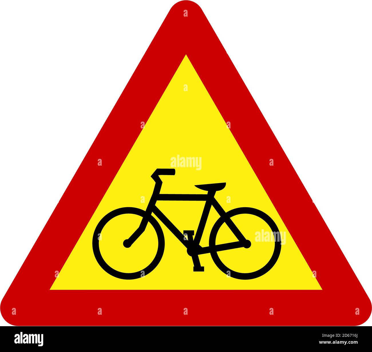 Warning sign with bicycle symbol Stock Photo - Alamy