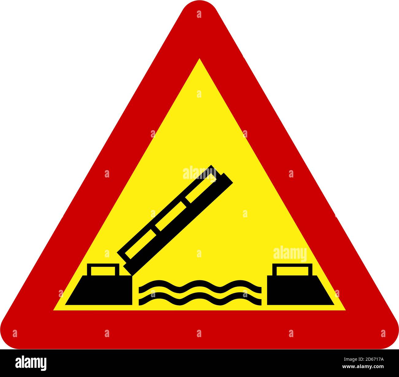 Warning sign with drawbridge symbol Stock Photo - Alamy