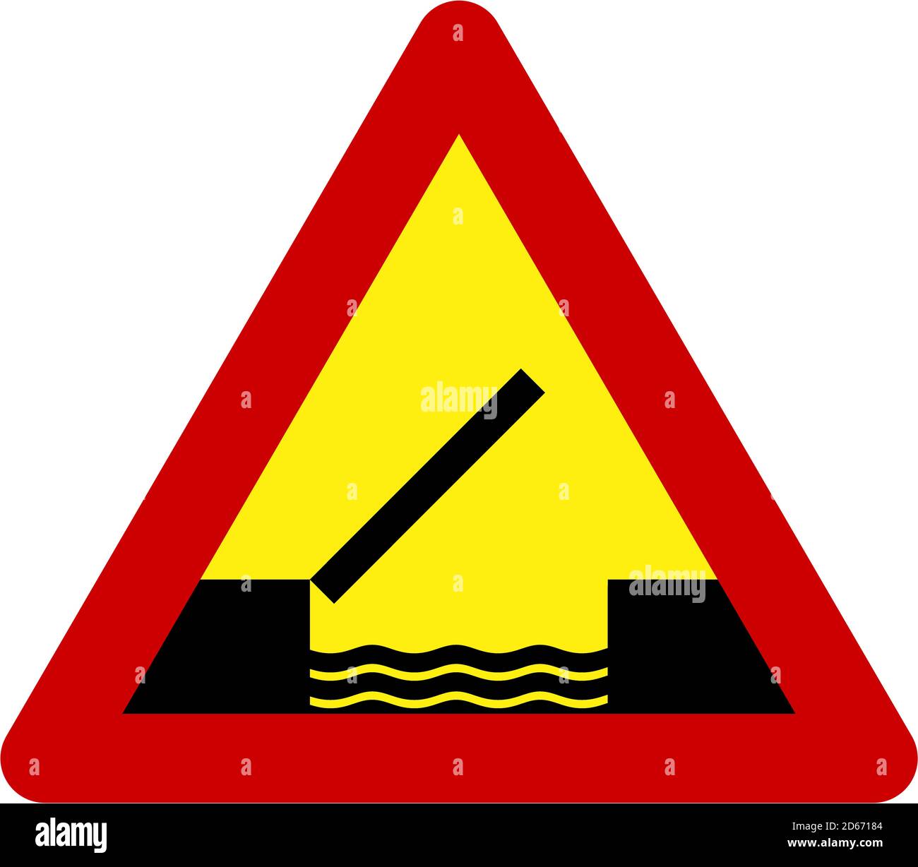 Warning sign with drawbridge symbol Stock Photo - Alamy
