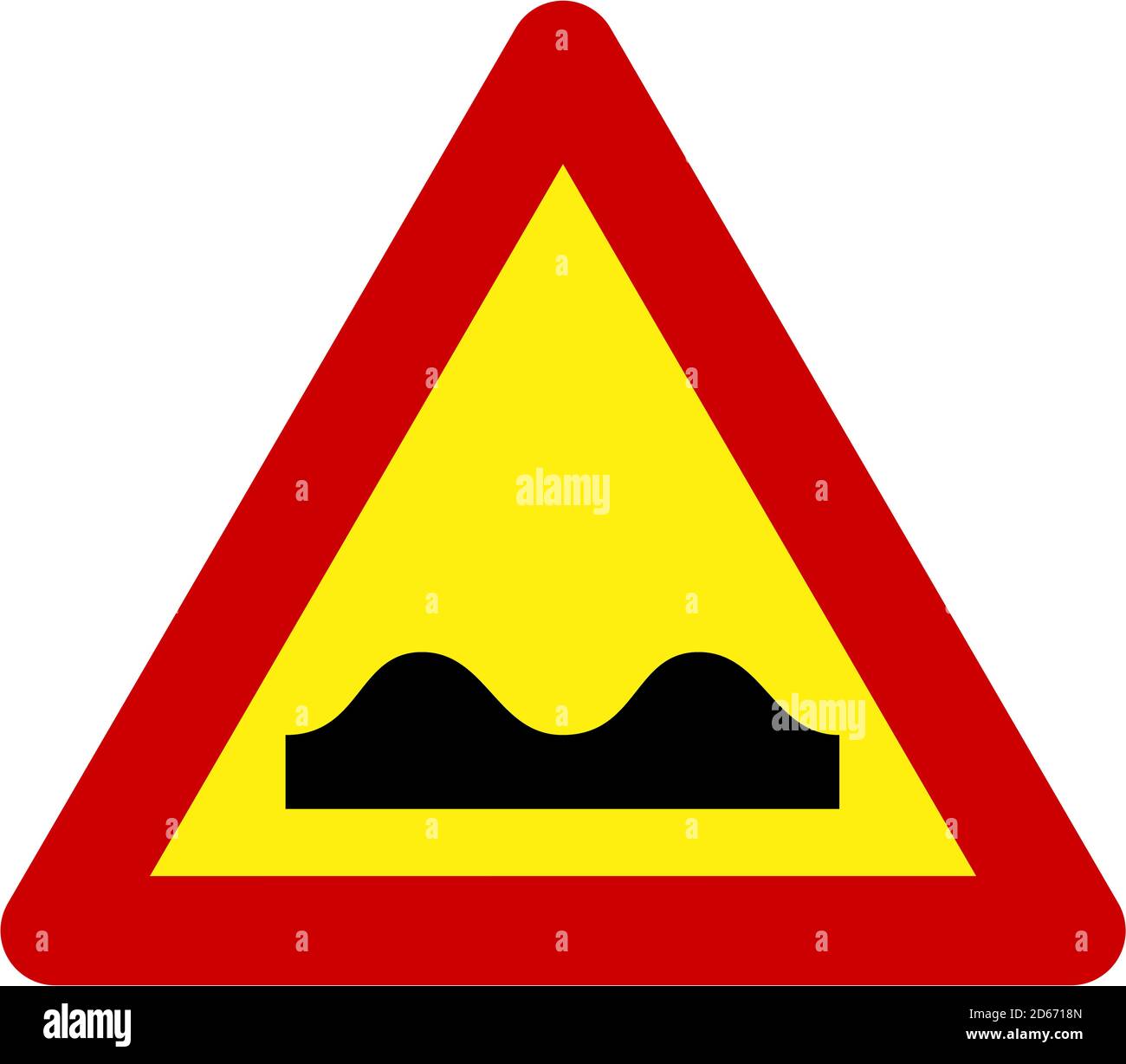 Warning sign with road bumps symbol Stock Photo - Alamy