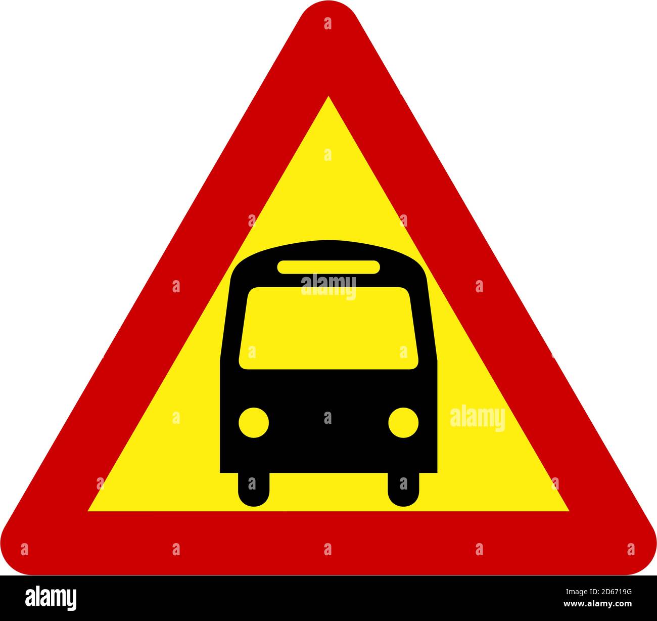 Warning sign with bus symbol Stock Photo - Alamy