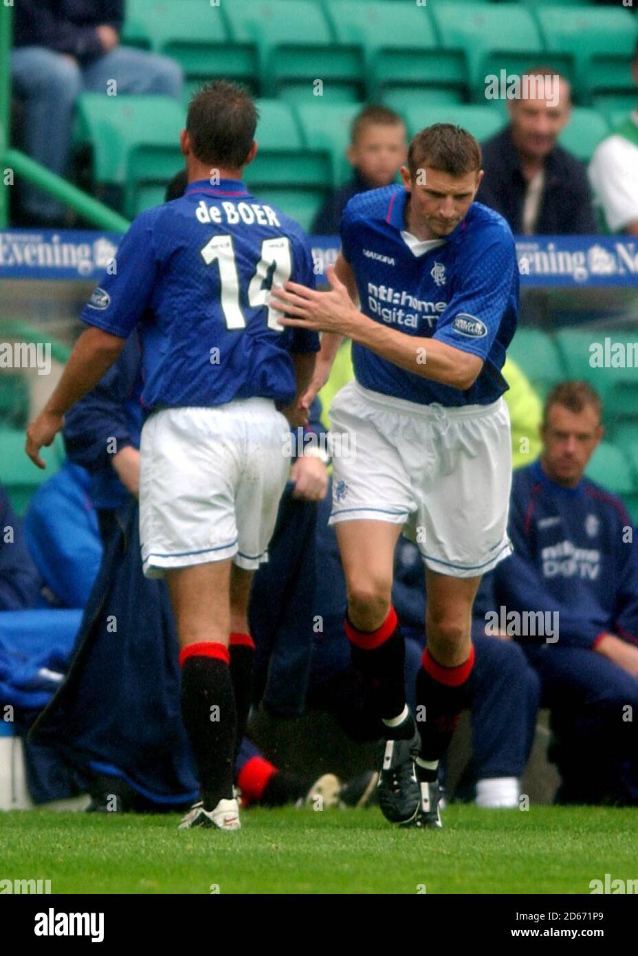 Rangers' Tore Andre Flo comes on as substitute for teammate Ronald de ...