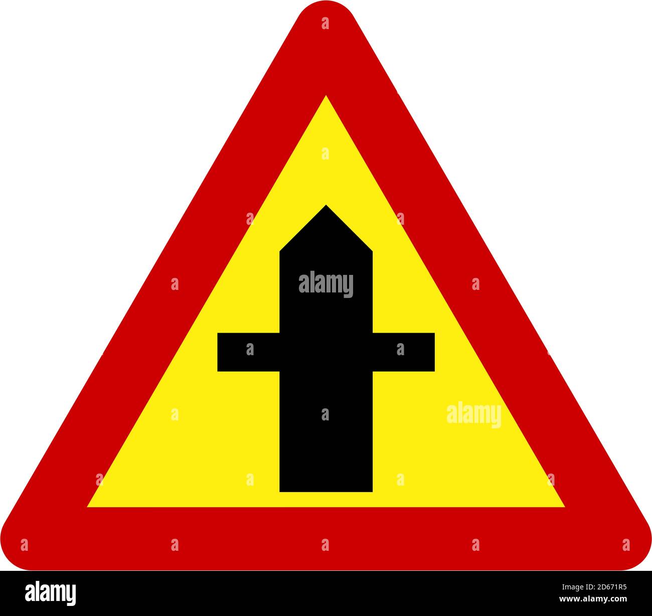 Warning sign with crossroads symbol Stock Photo - Alamy