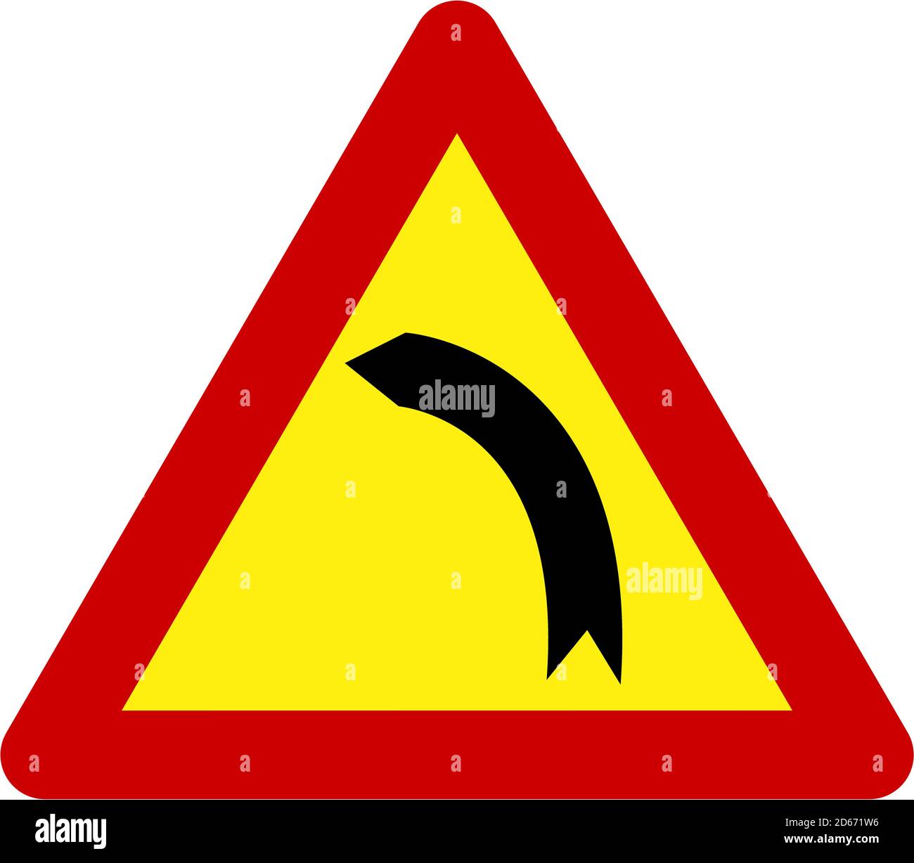 Warning sign with left bend symbol Stock Photo - Alamy