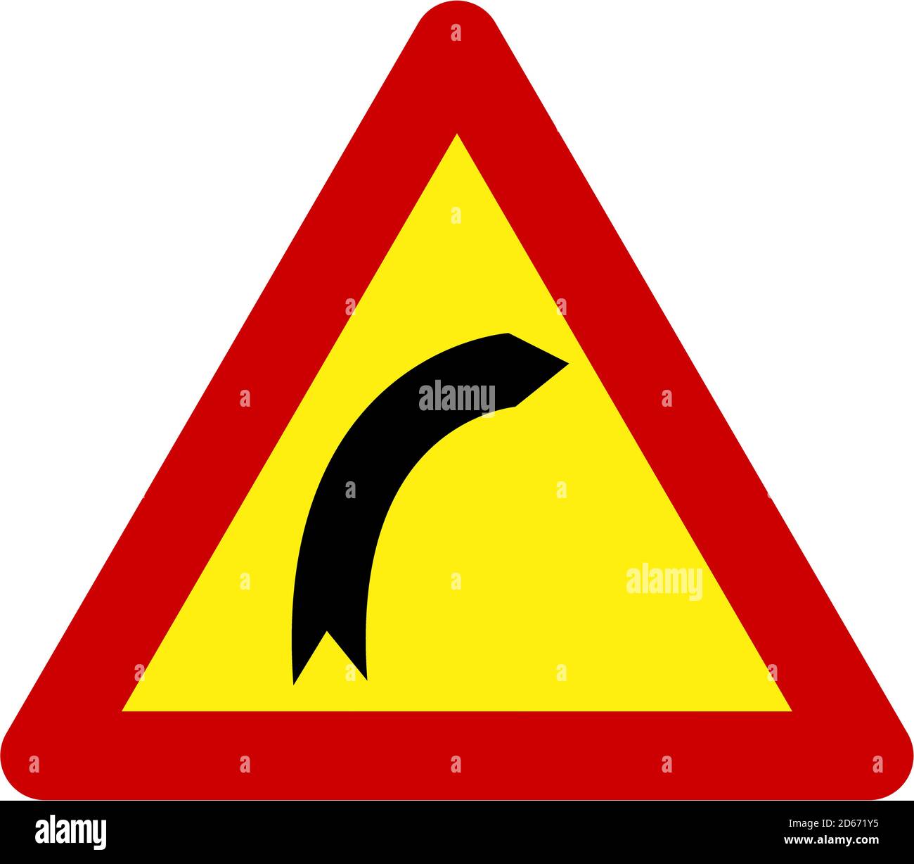 Warning sign with right bend symbol Stock Photo - Alamy