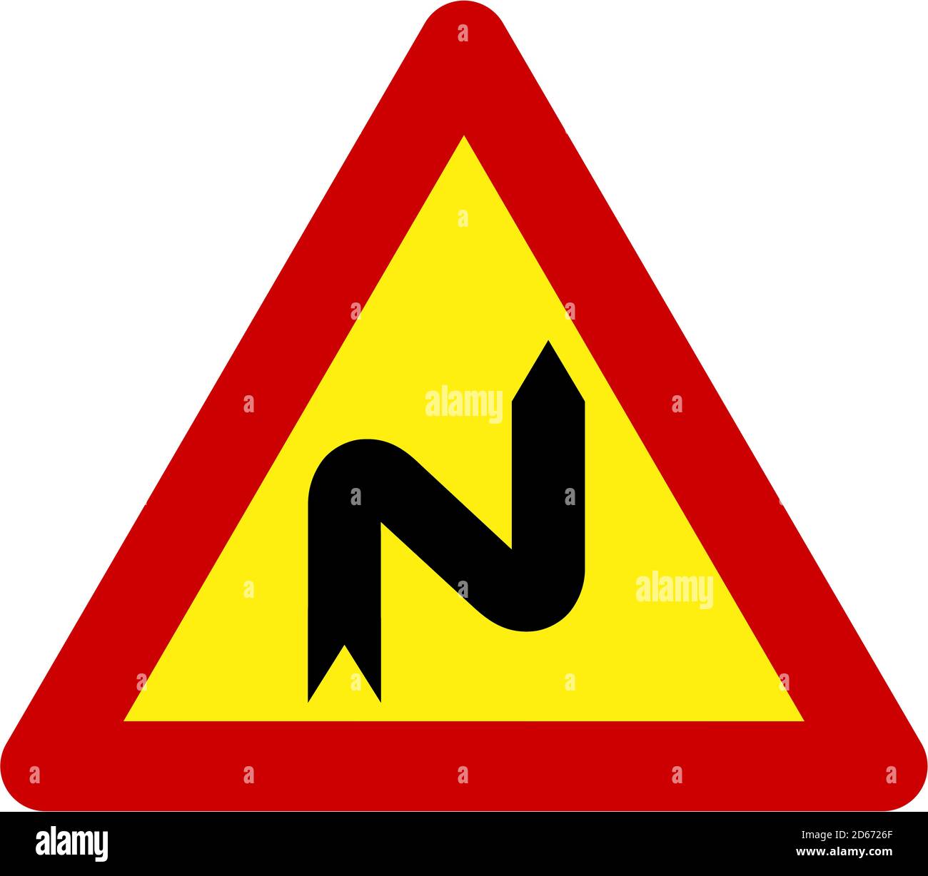 Warning sign with dangerous curves on right symbol Stock Photo - Alamy