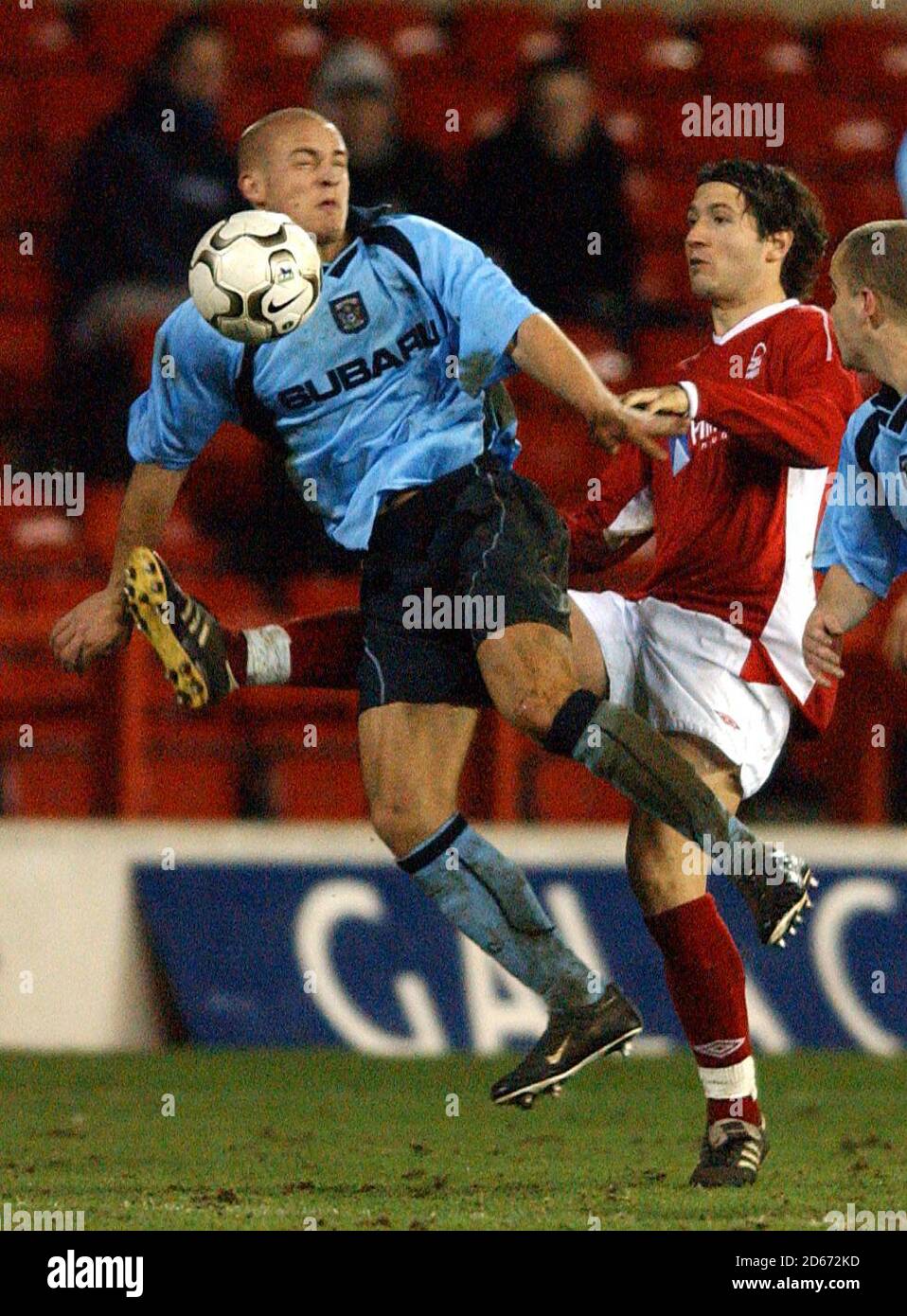 Nottingham Forest's Benjamin Gavanon (r) tackle's Coventry City's David ...