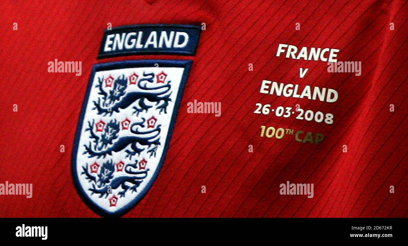 England's David Beckham's shirt on his 100th England cap Stock Photo ...
