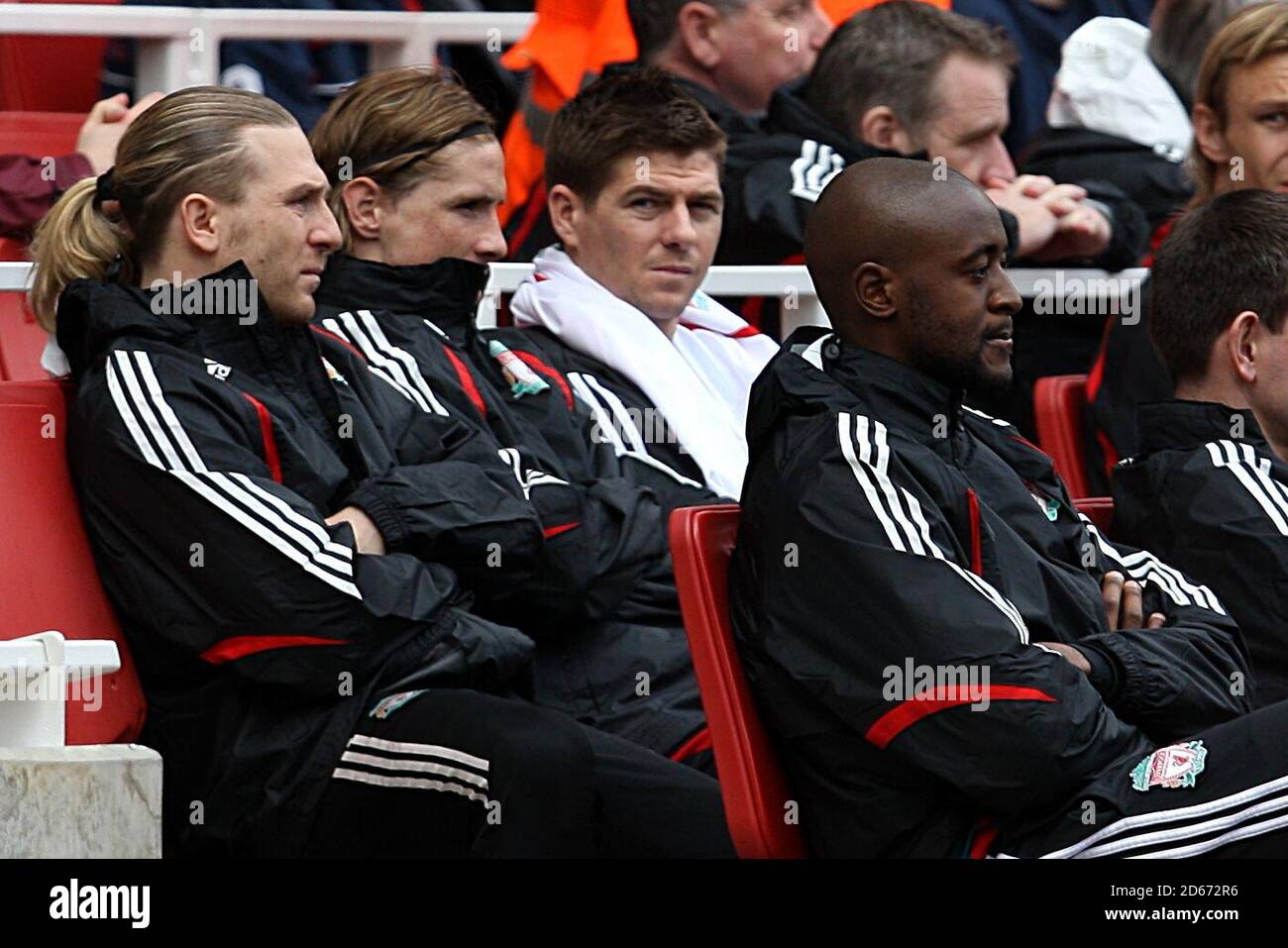 Liverpool's Steven Gerrard and Fernando Torres start the game on the ...